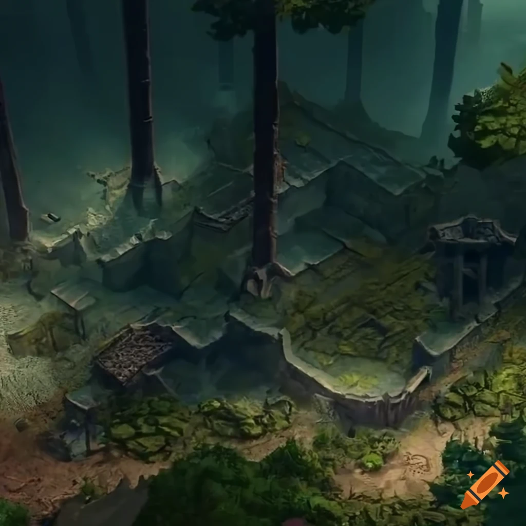 In the background between formation from above fantasy rpg game forest ...