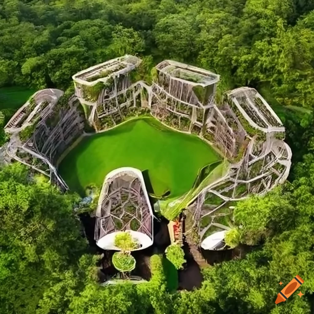 Biophilic resort with archipelago-inspired buildings on Craiyon