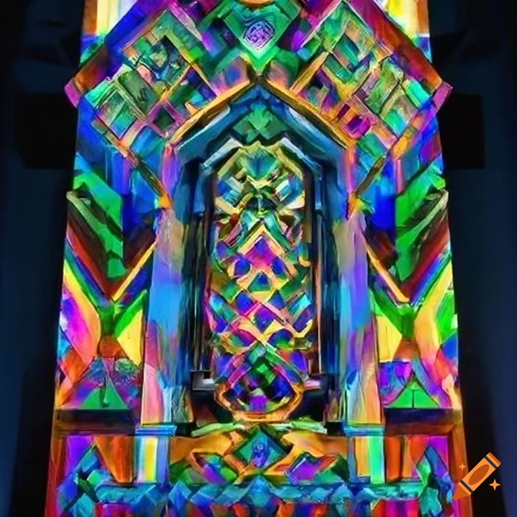 High definition architectural stave carving artwork with vibrant ...