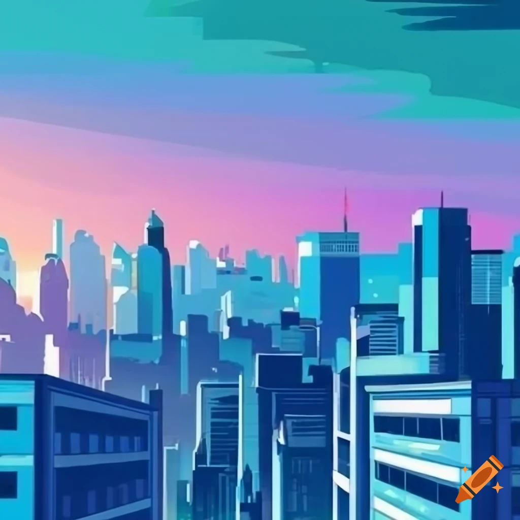 Cartoon cityscape in the style of warner bros on Craiyon
