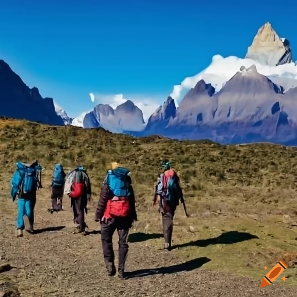 Group of people hiking in patagonia on Craiyon