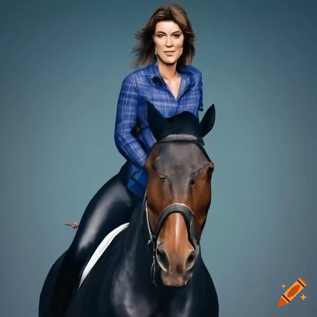 Hyperrealistic photograph of jennifer aniston as a horse rider on Craiyon