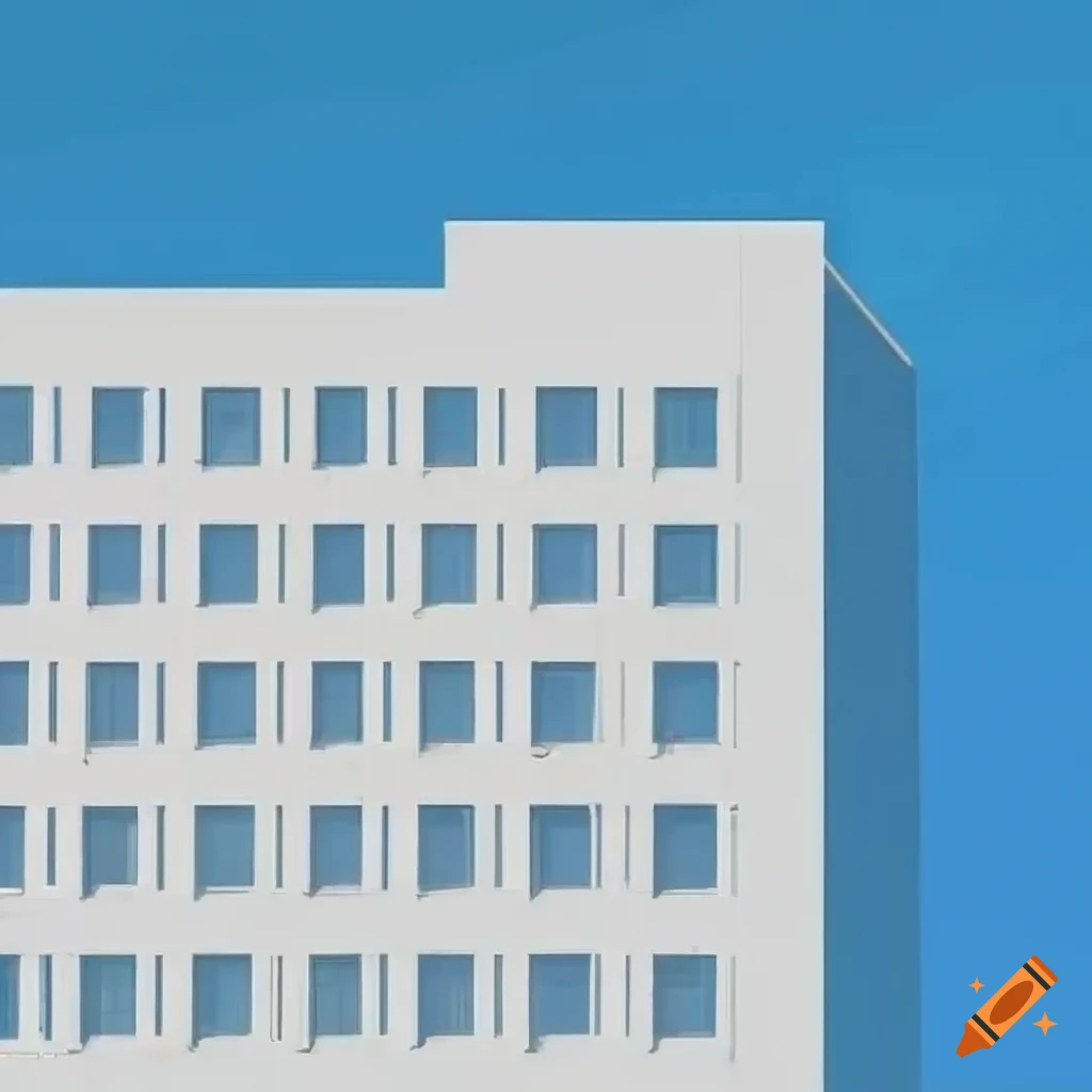 Cartoon style 5-story office building in a cut section view on Craiyon