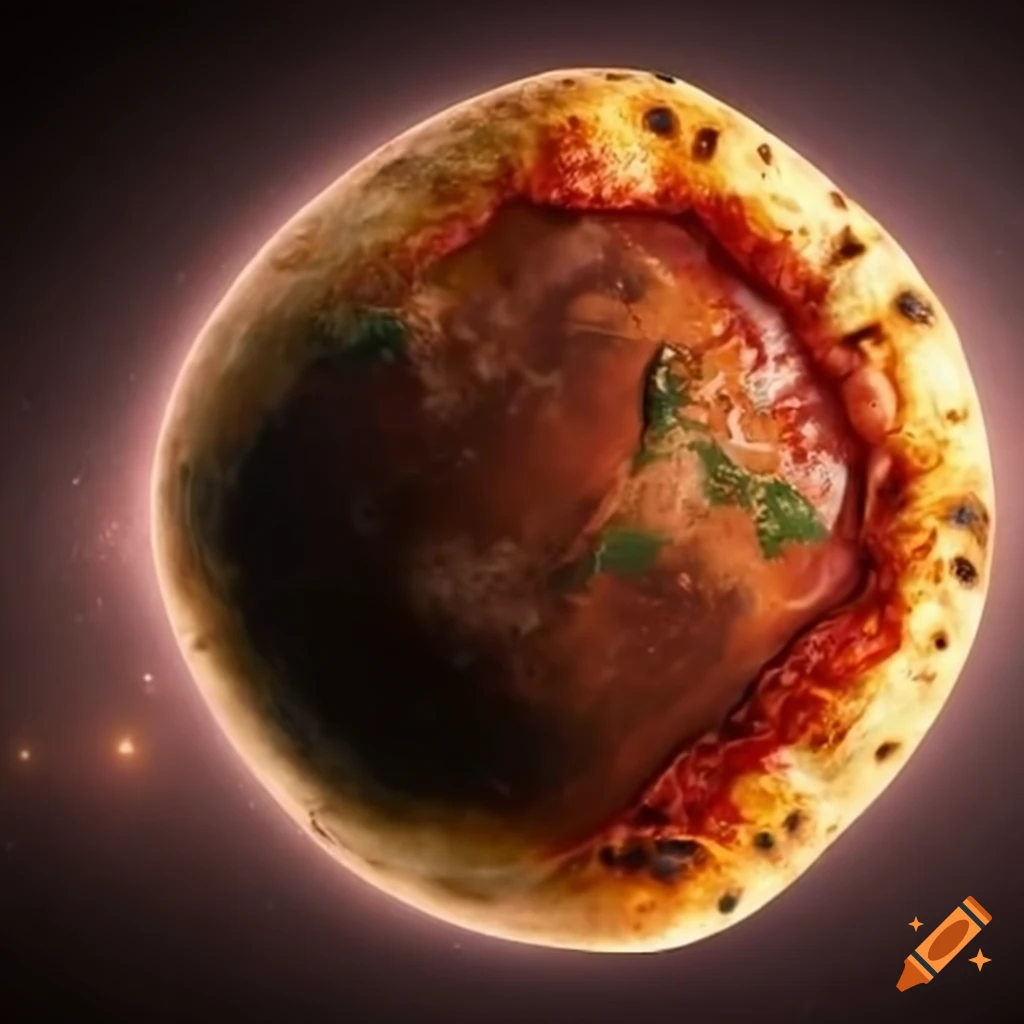 Pizza-shaped planet artwork