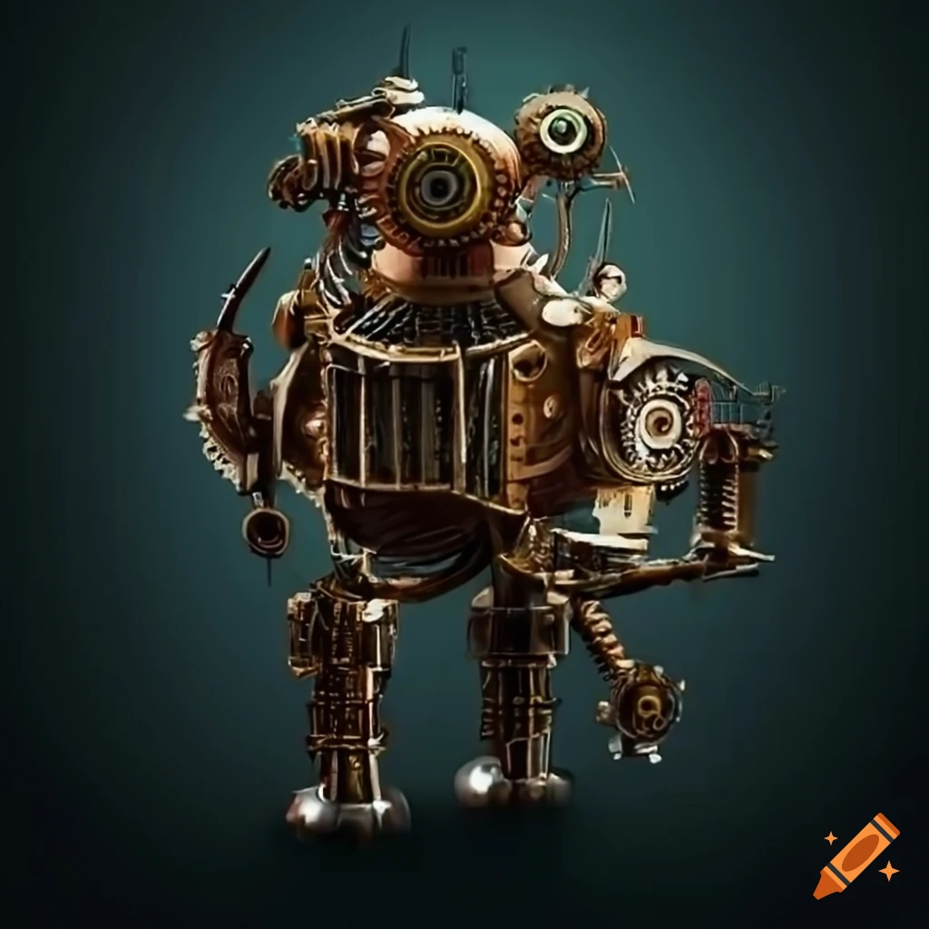 Steampunk robot design on Craiyon