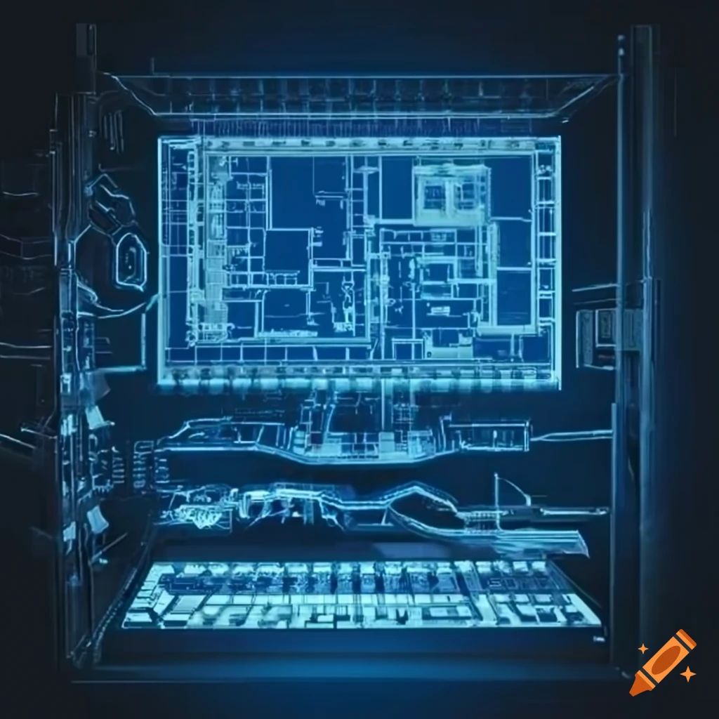 Blueprint of an alien computer on Craiyon