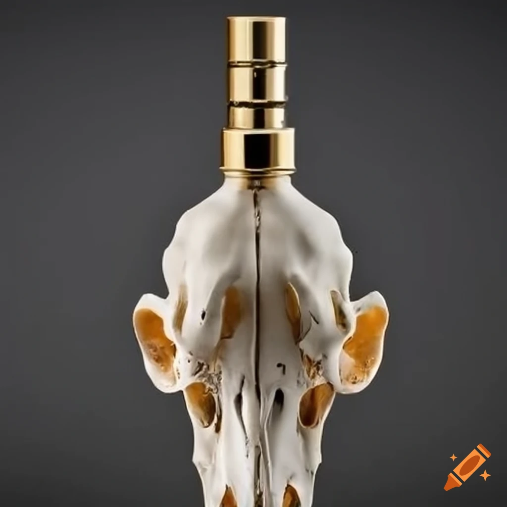 Cow skull-shaped perfume bottle on Craiyon