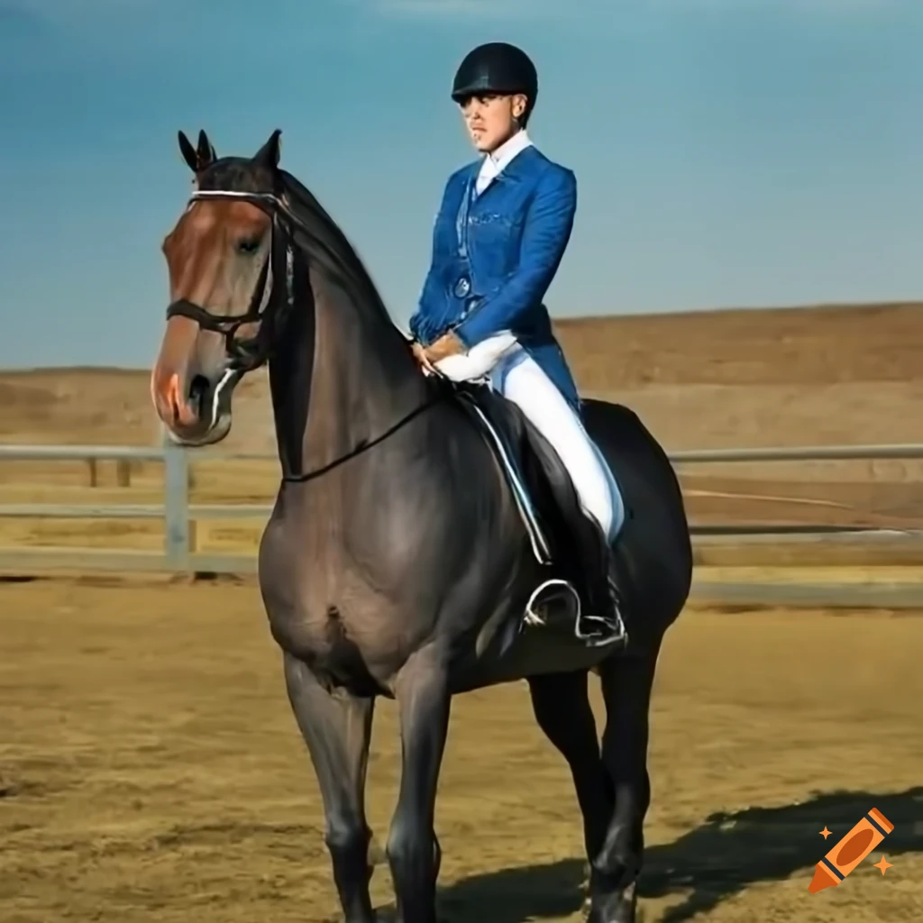 Man riding a horse off a ramp on Craiyon