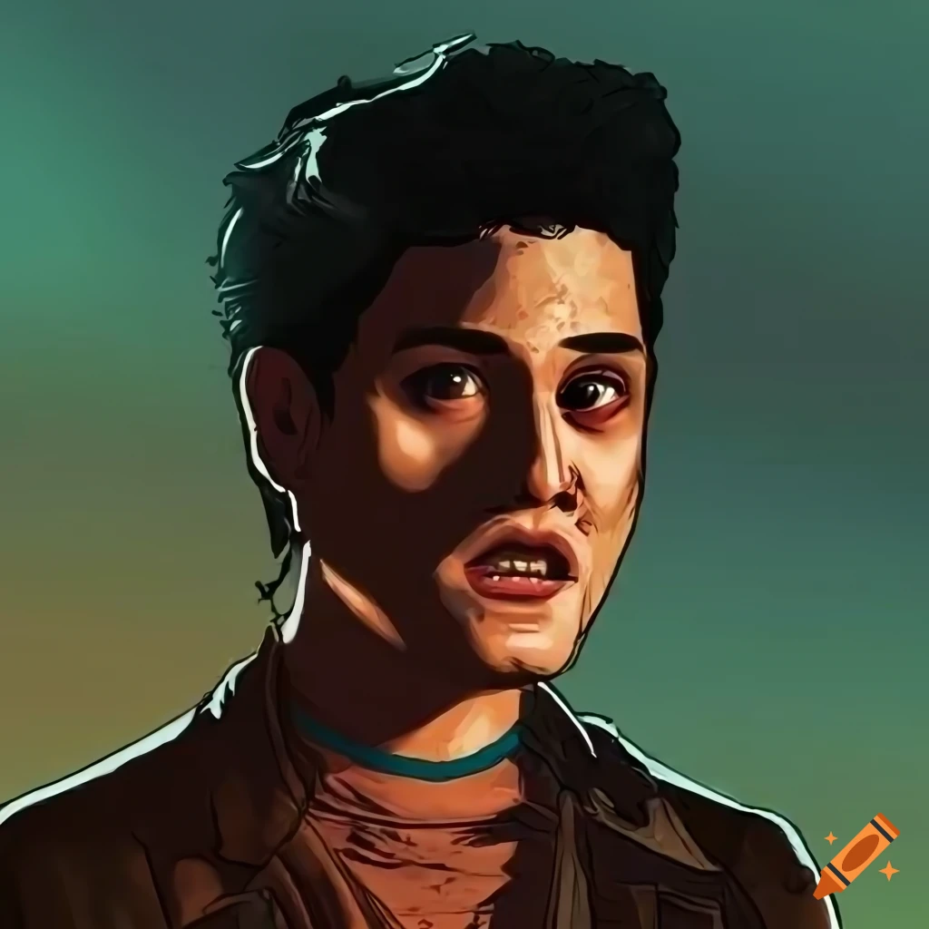 Digital art of Anthony Padilla in a zombie apocalypse theme on Craiyon
