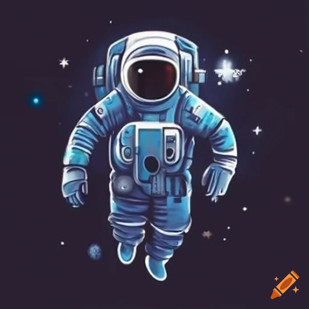 Cartoon astronaut flying in space