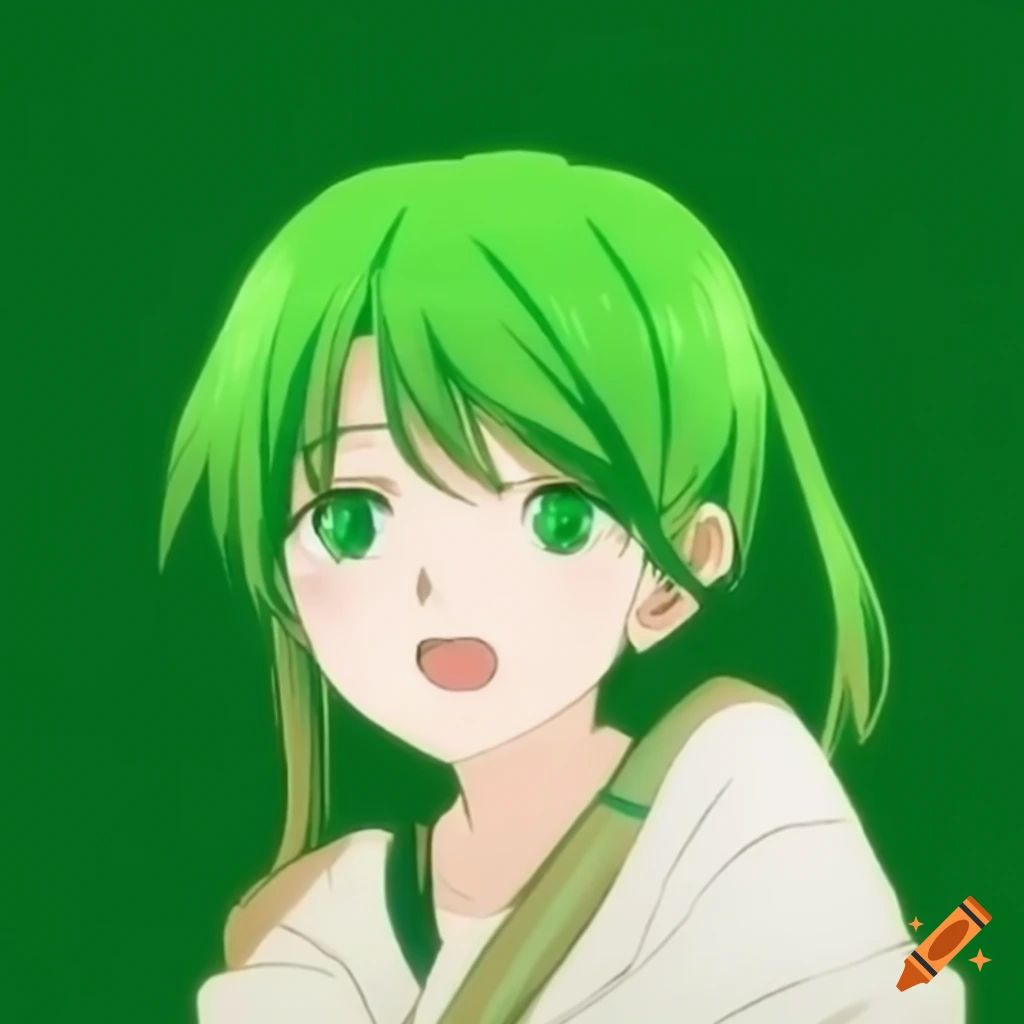 Anime profile picture in green on Craiyon
