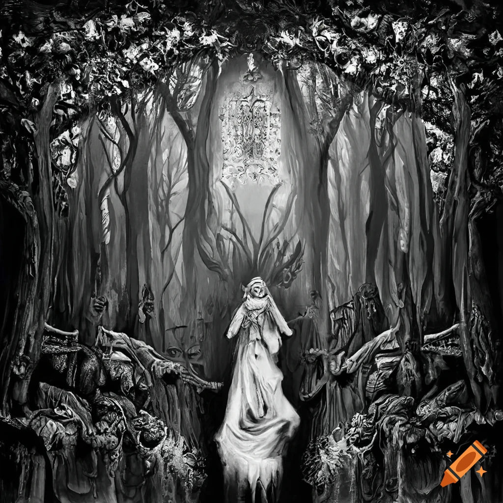 Sacred Santo Daime religious path in a vibrant forest on Craiyon