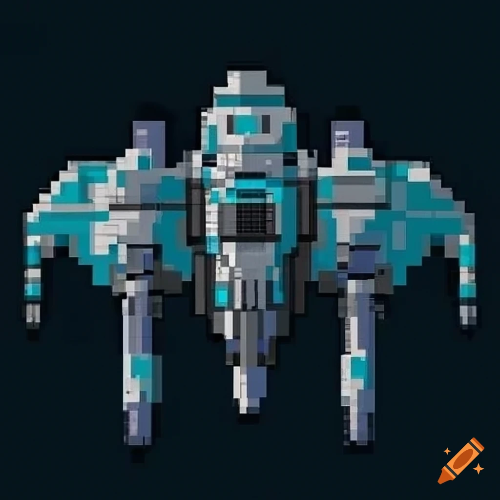 Pixel art of a space battle ship on Craiyon