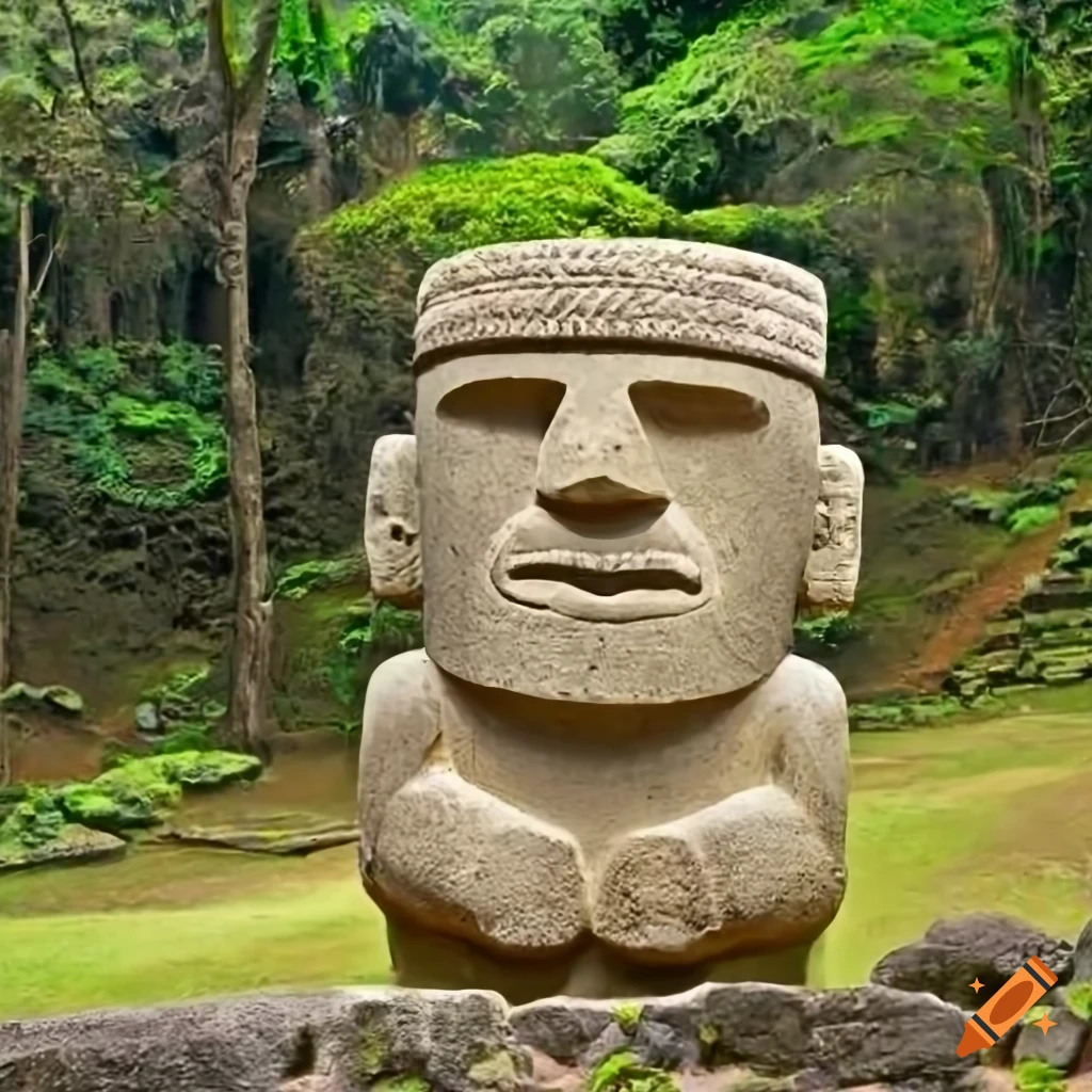 Sculptures of san agustin culture in huila colombia