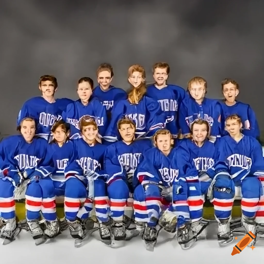 Outdoor ice hockey team picture on Craiyon