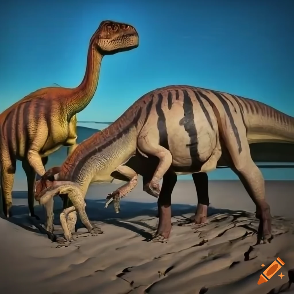 Paleoart of beautiful striped hadrosaurus dinosaurs by andrey atuchin ...