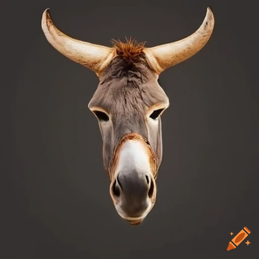 Imagen de un burro con cuernos de toro on Craiyon