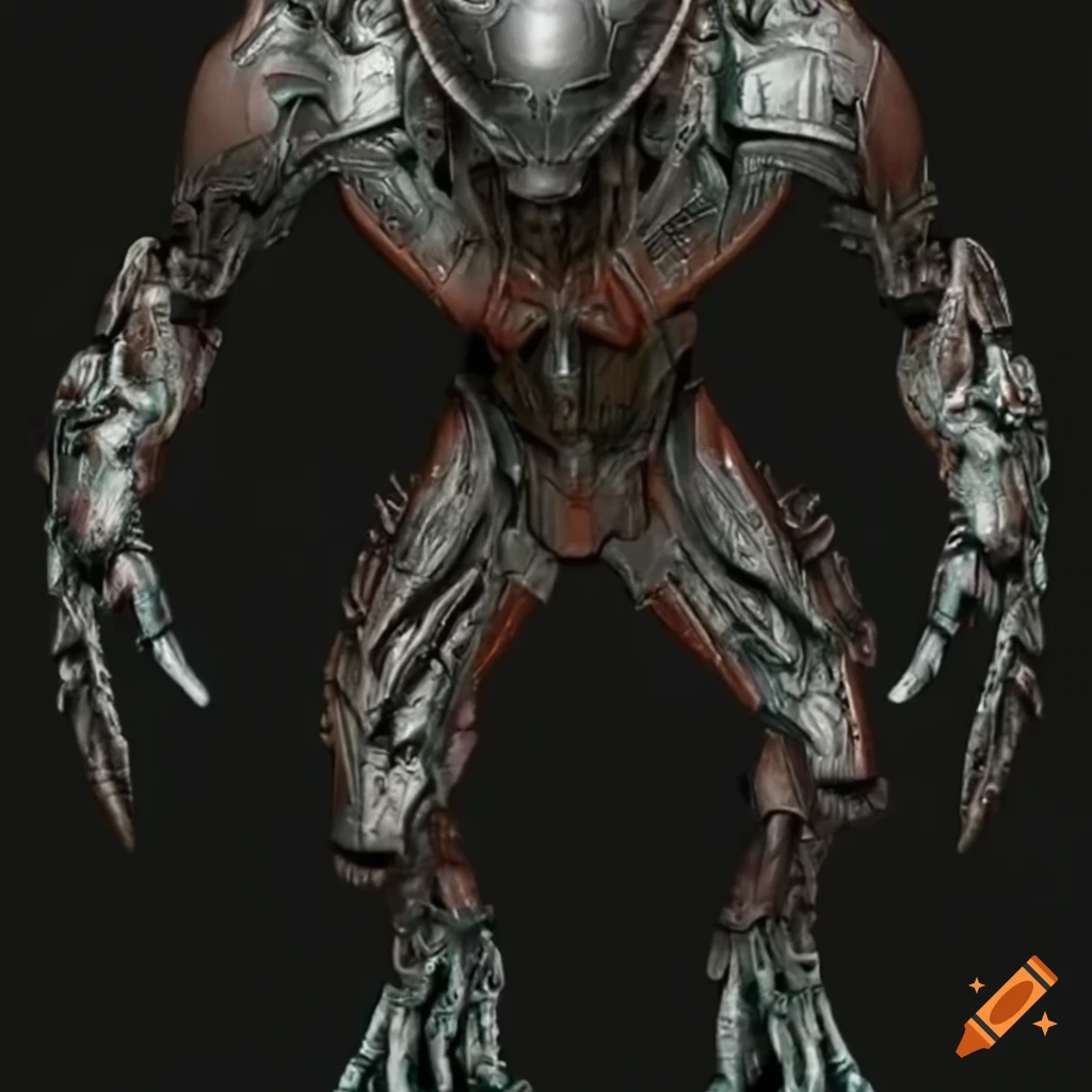 Cybernetic insectoid alien knight artwork on Craiyon