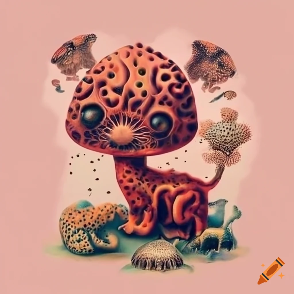 Illustration of adorable volcanic animals on Craiyon