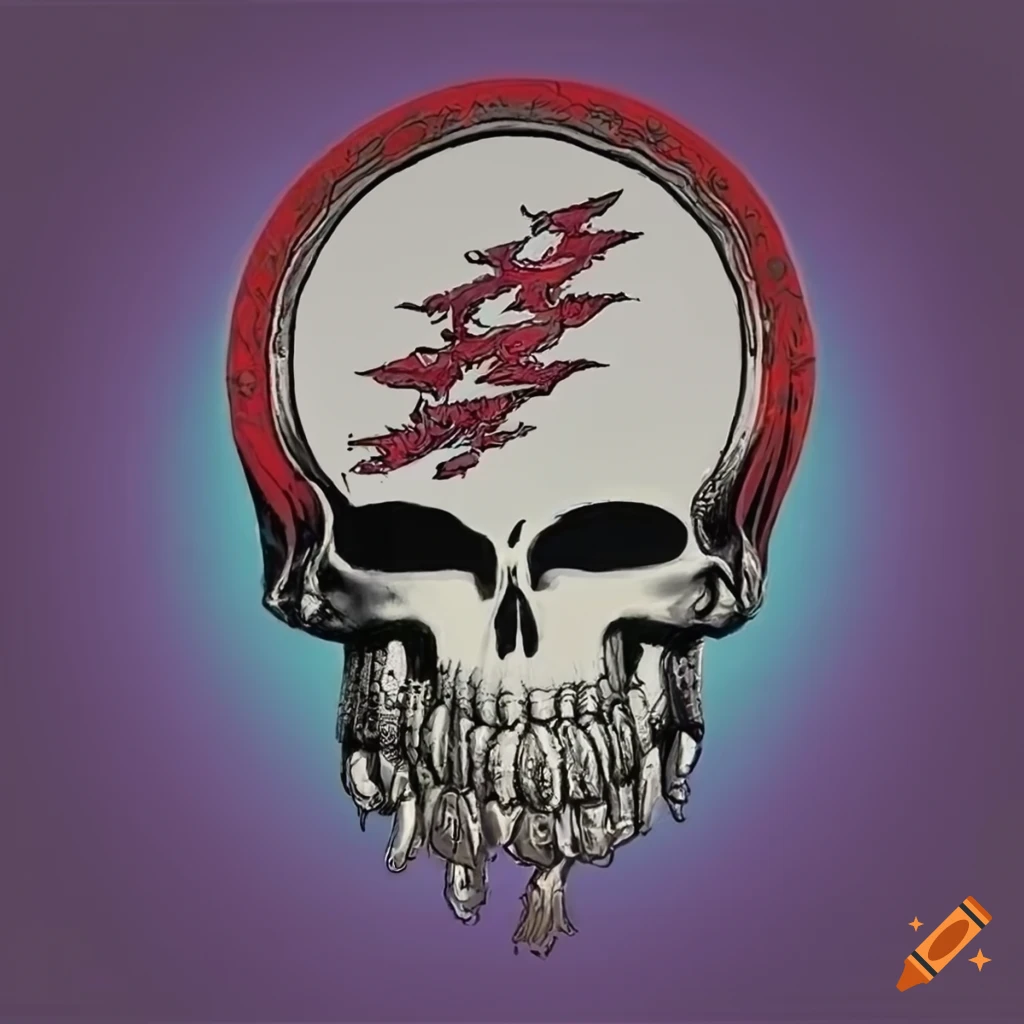 Iconic Grateful Dead skull and roses artwork on Craiyon