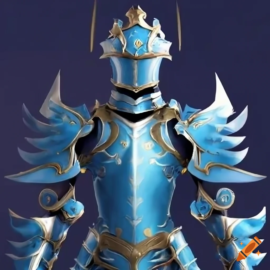 Empty male angelic armor in blue color on Craiyon