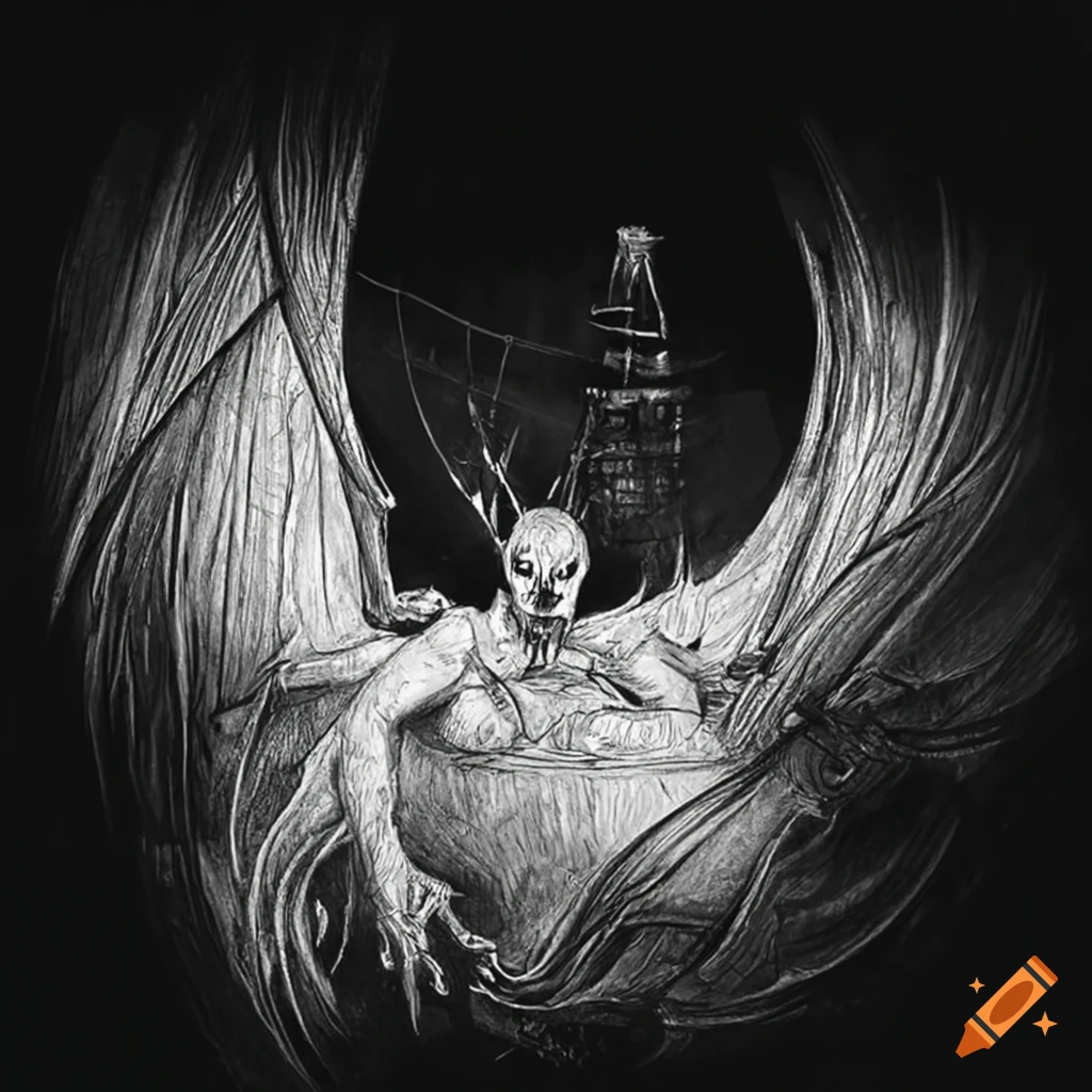 Sinister vampire taking over a ghostly cargo ship on Craiyon