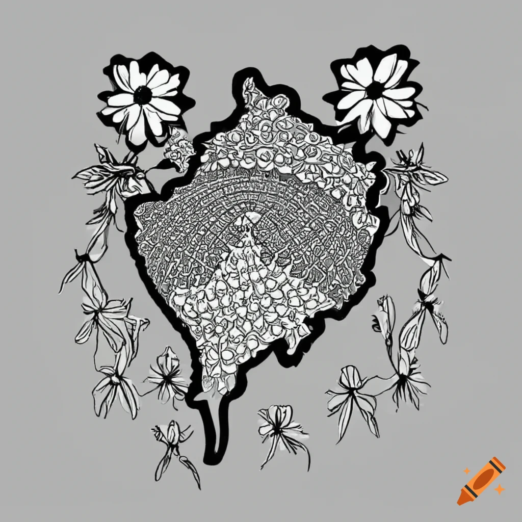 Kosovo flag with flowers coloring page on Craiyon