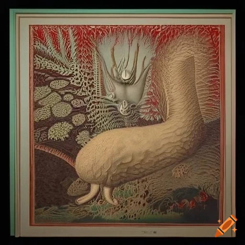 Color serigraph of native salish motifs and fantasy creatures on Craiyon