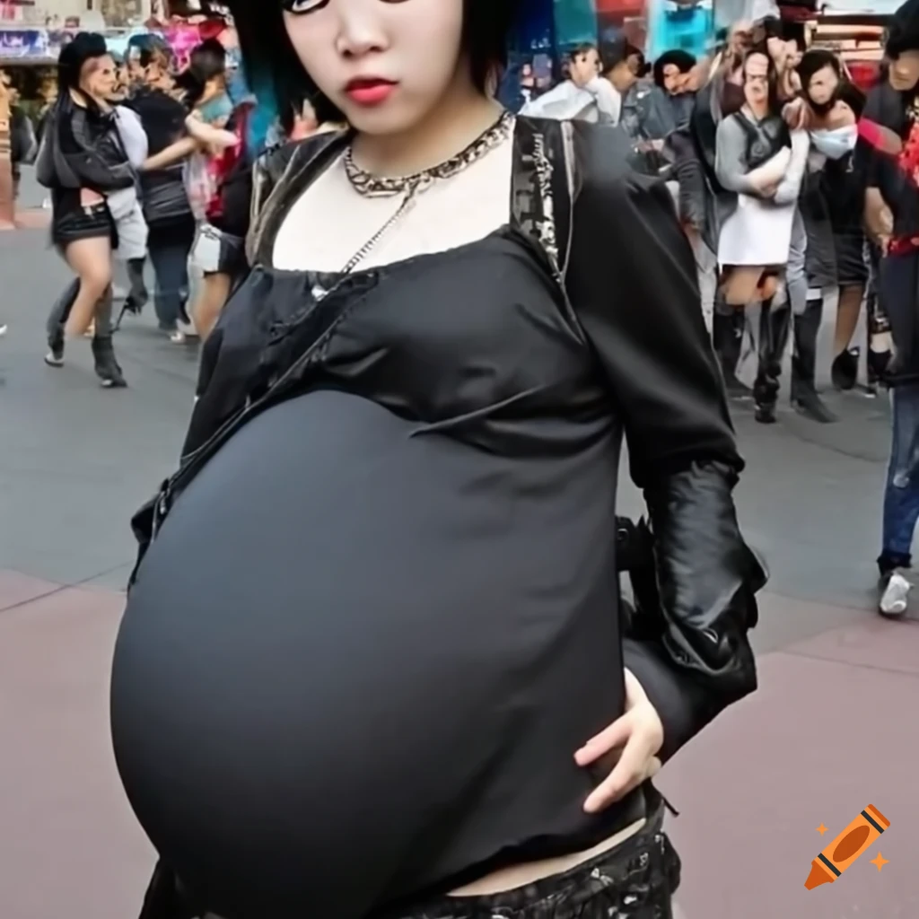Pregnant Korean Punk Girl At Theme Park