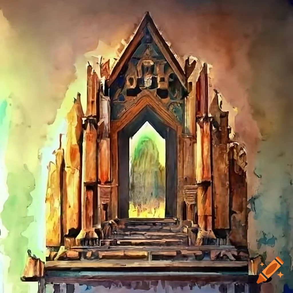 Detailed architectural stave carving artwork on Craiyon