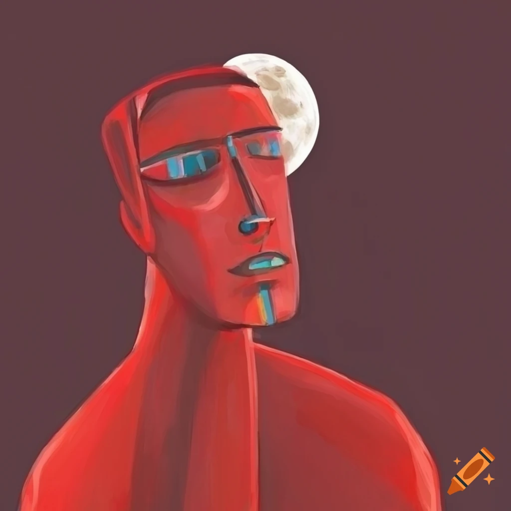 Cubism artwork of man stealing the moon on Craiyon