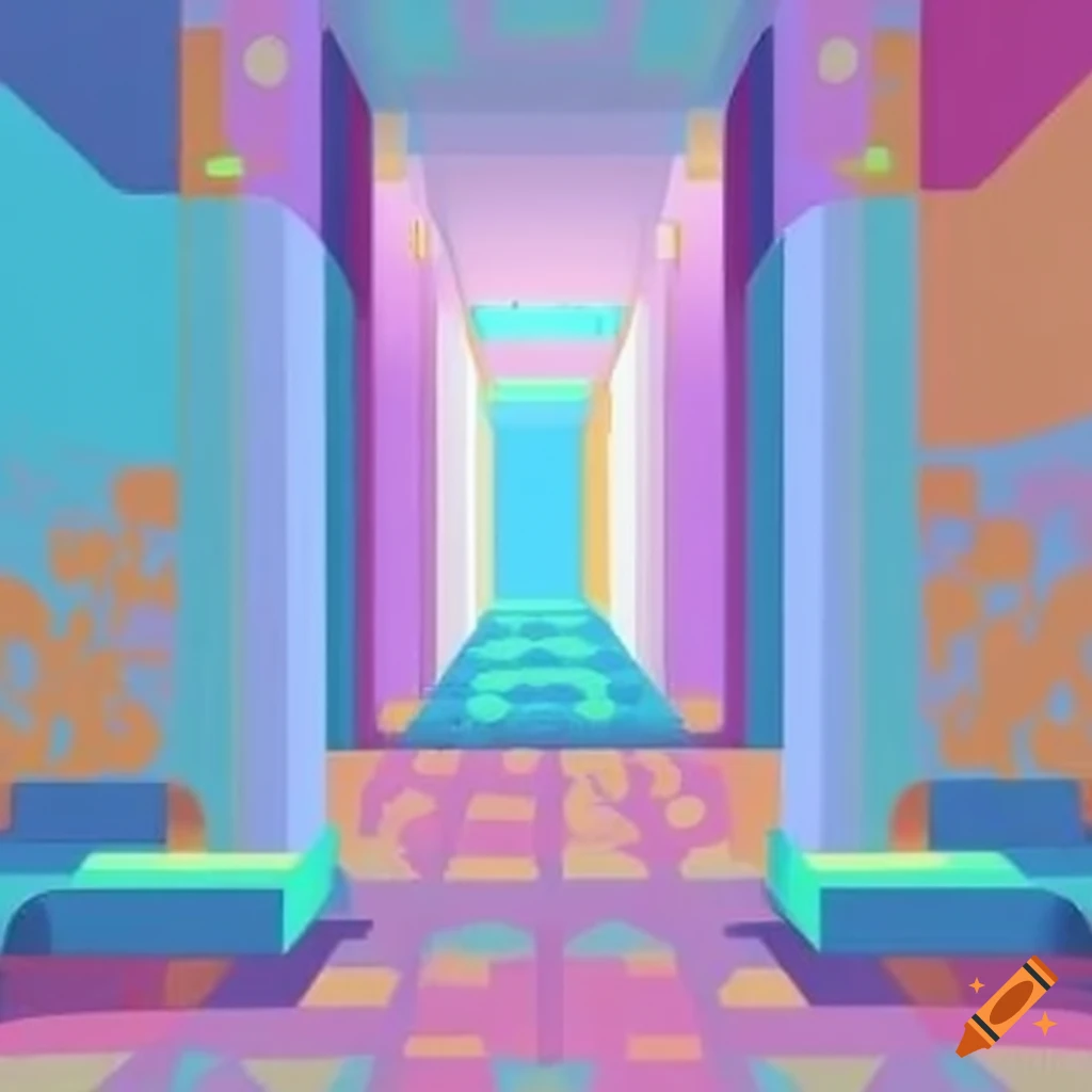 Endless hallway in a basement on Craiyon