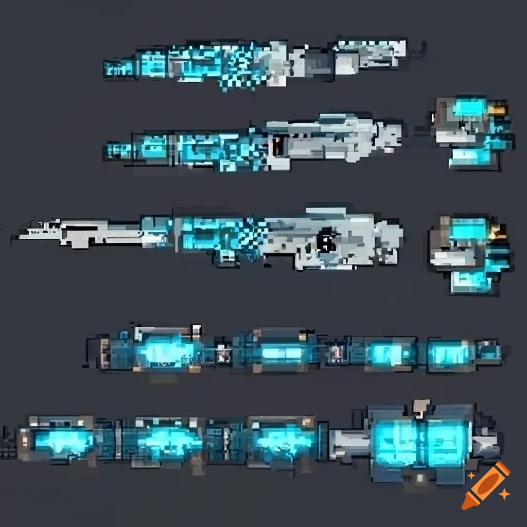 Game sprites of a sci-fi spaceship reactor core