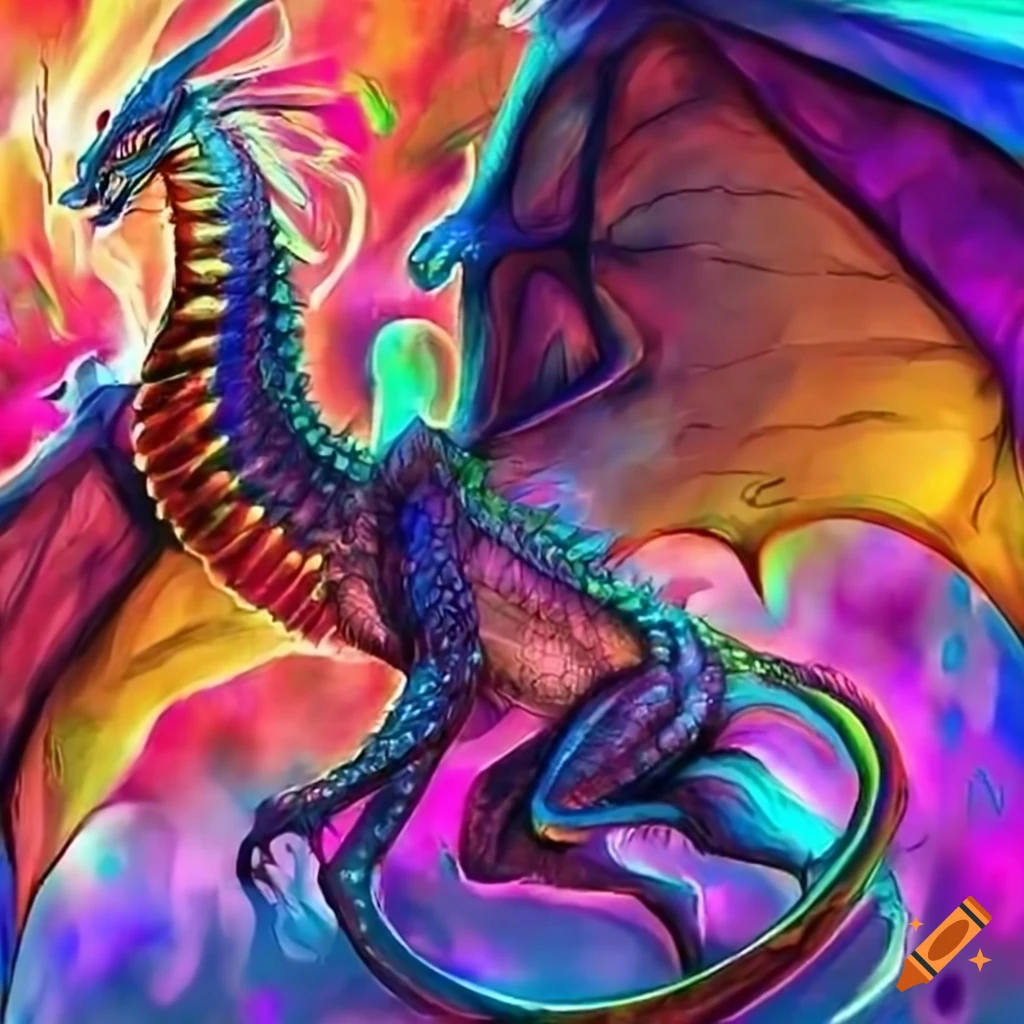 Artwork of a mythical dragon in a mystical dimension on Craiyon