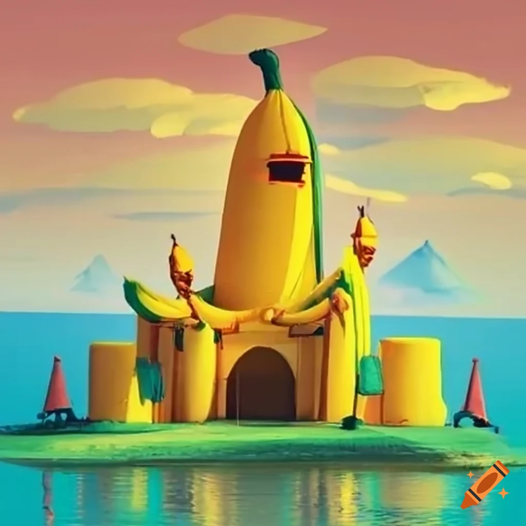 Funny banana building on Craiyon