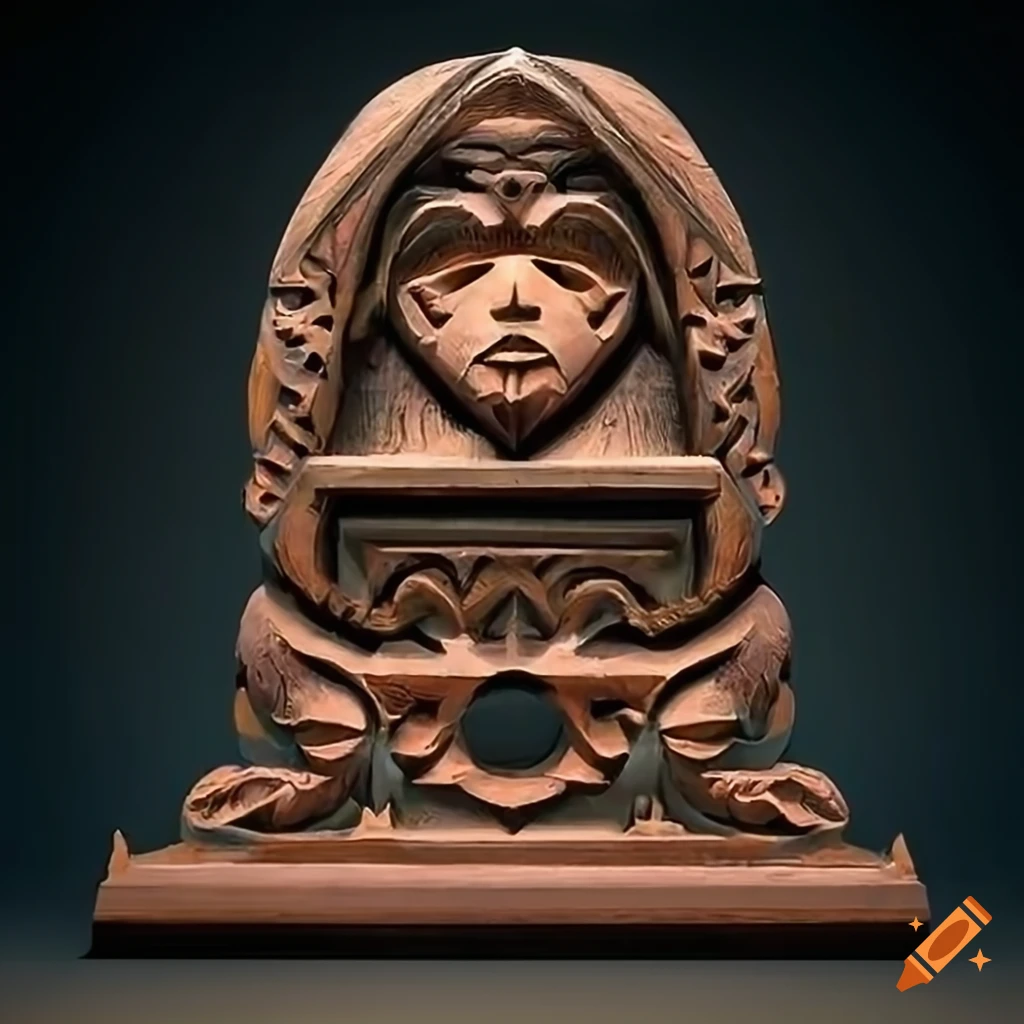 Detailed architectural stave carving artwork on Craiyon