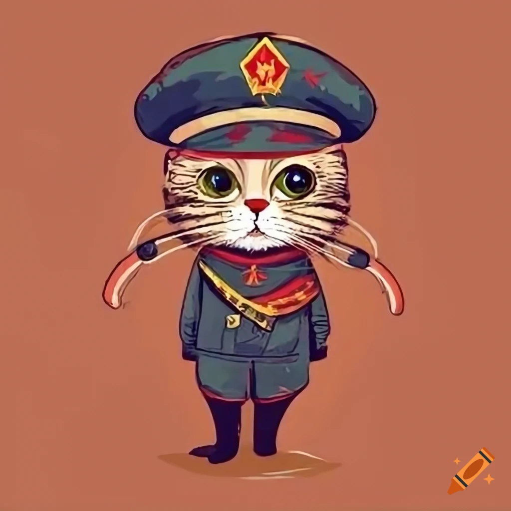 Cat wearing a soviet uniform on Craiyon