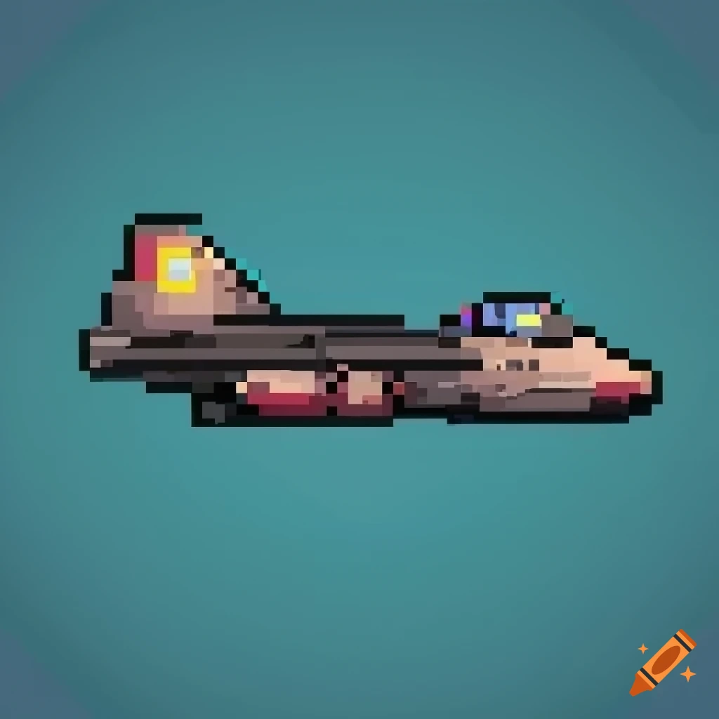 Pixel art of a war jet on Craiyon
