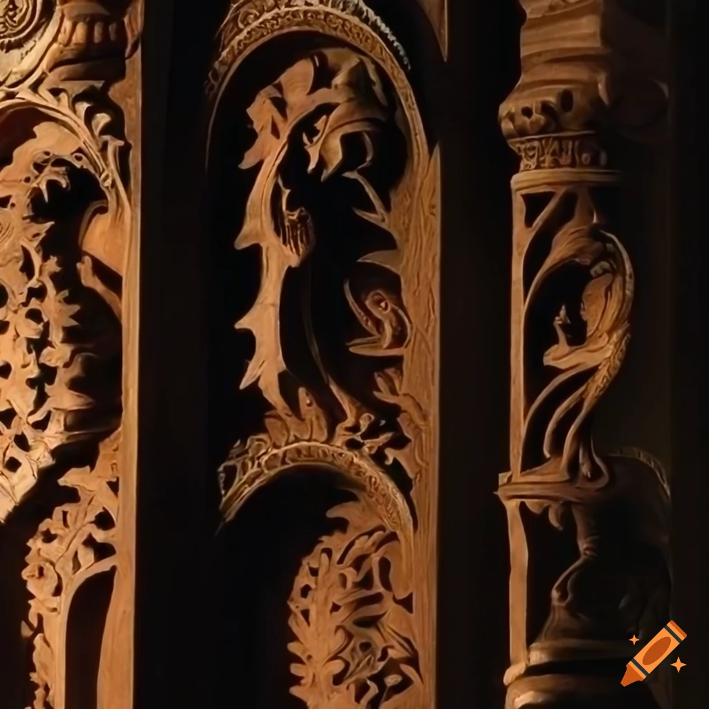 Detailed carving inspired by Zelda game motif on Craiyon