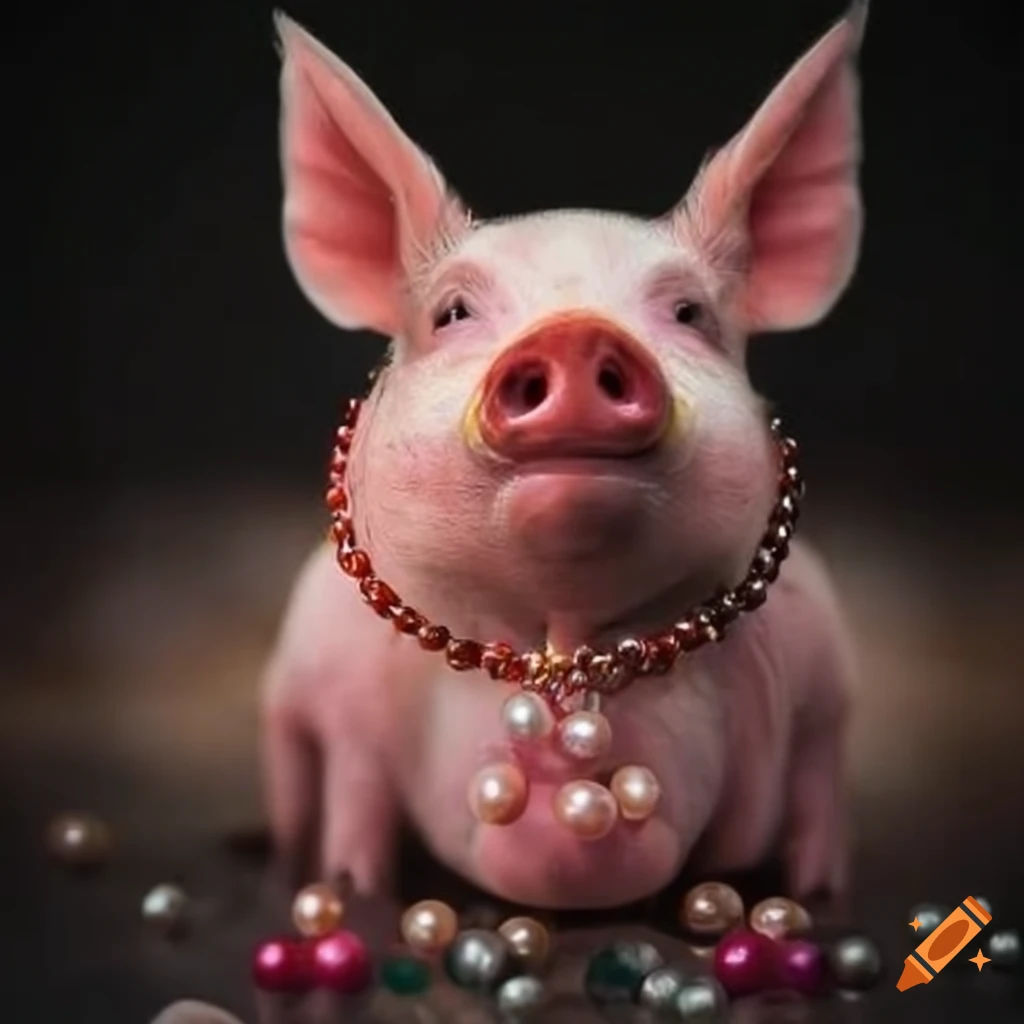 Pigs wearing pearl necklaces on Craiyon