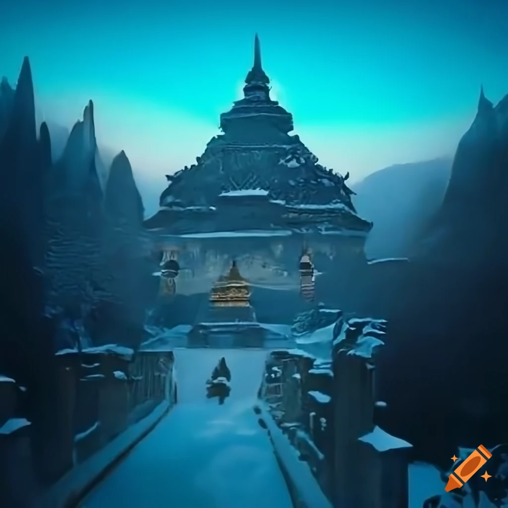 AI art of a snowy mountain with a Buddhist temple on Craiyon