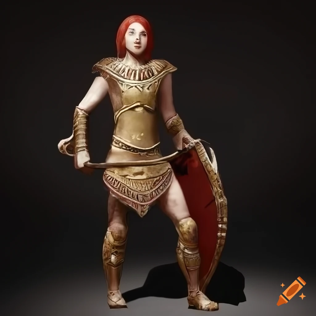 Unreal engine 5 artwork of an elf warrior with red hair and golden ...