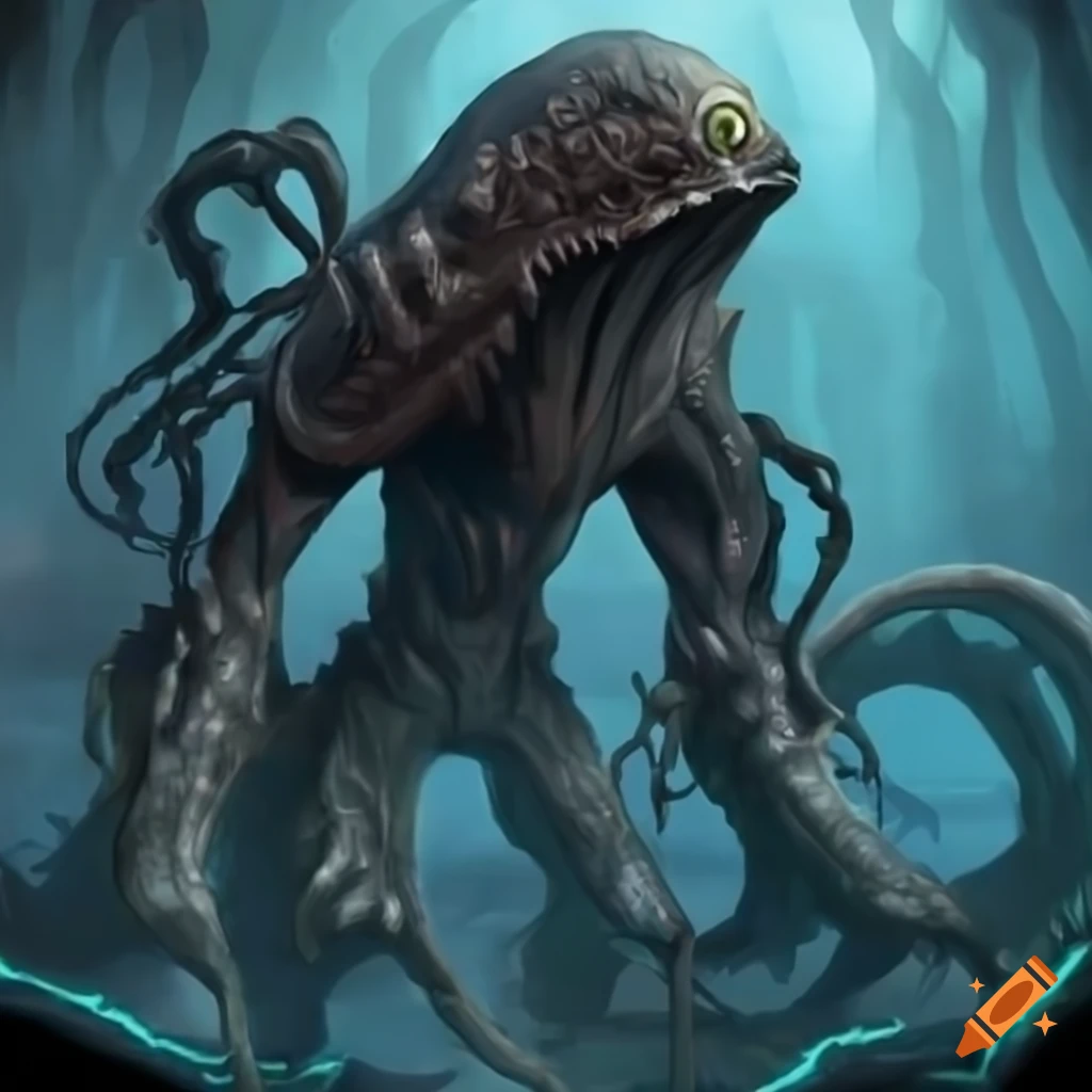 Artistic portrayal of a lovecraftian creature on Craiyon