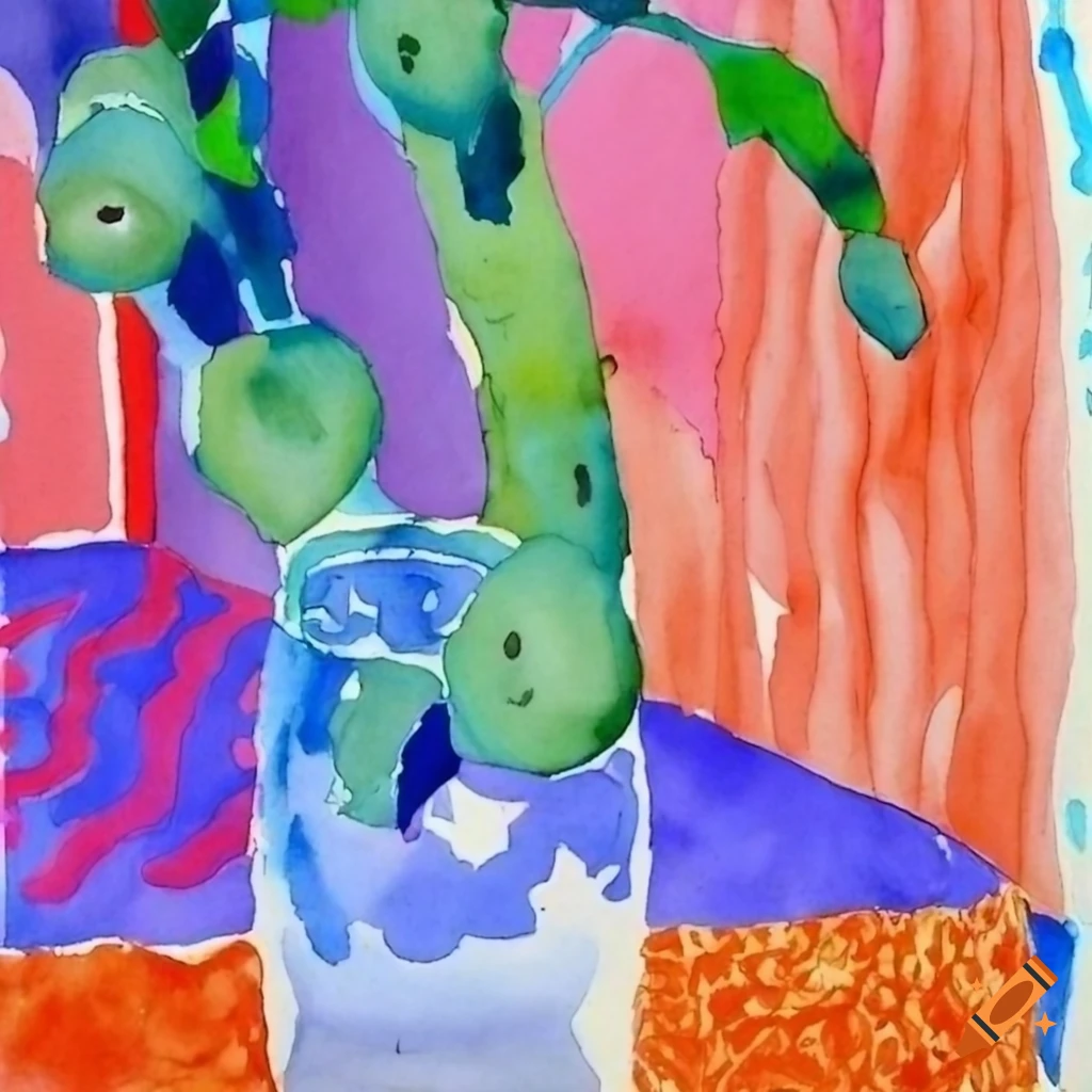 Watercolor artwork in an indoor art park on Craiyon