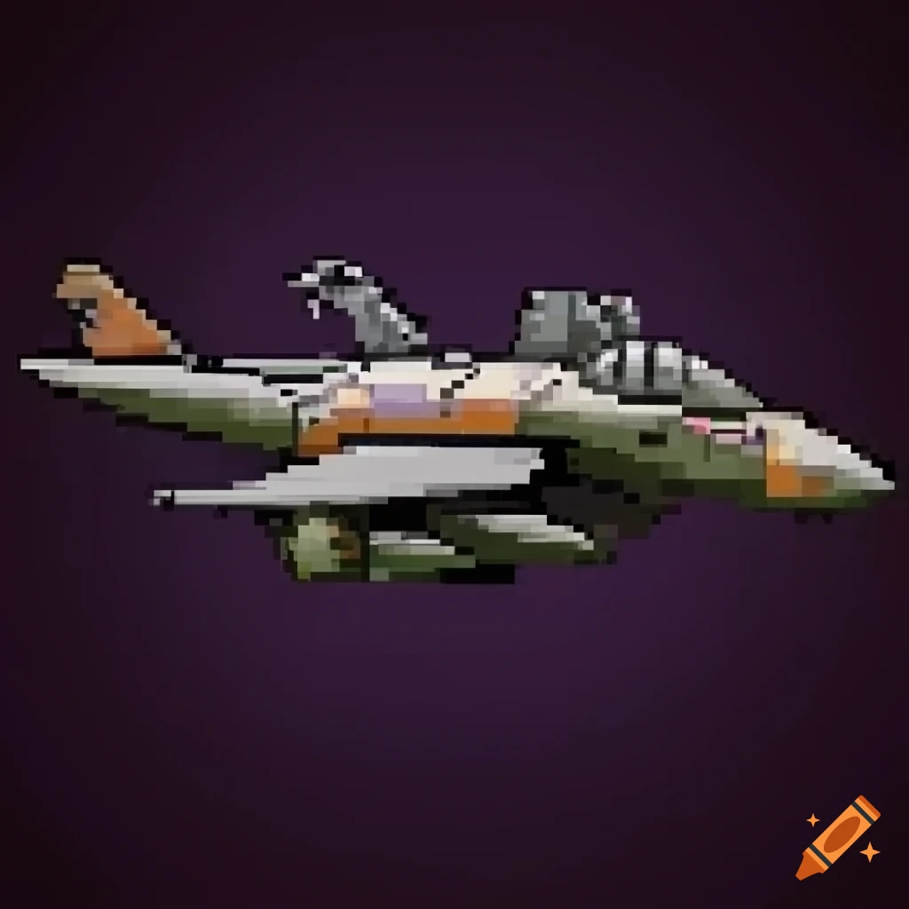 Pixel art of a war jet on Craiyon