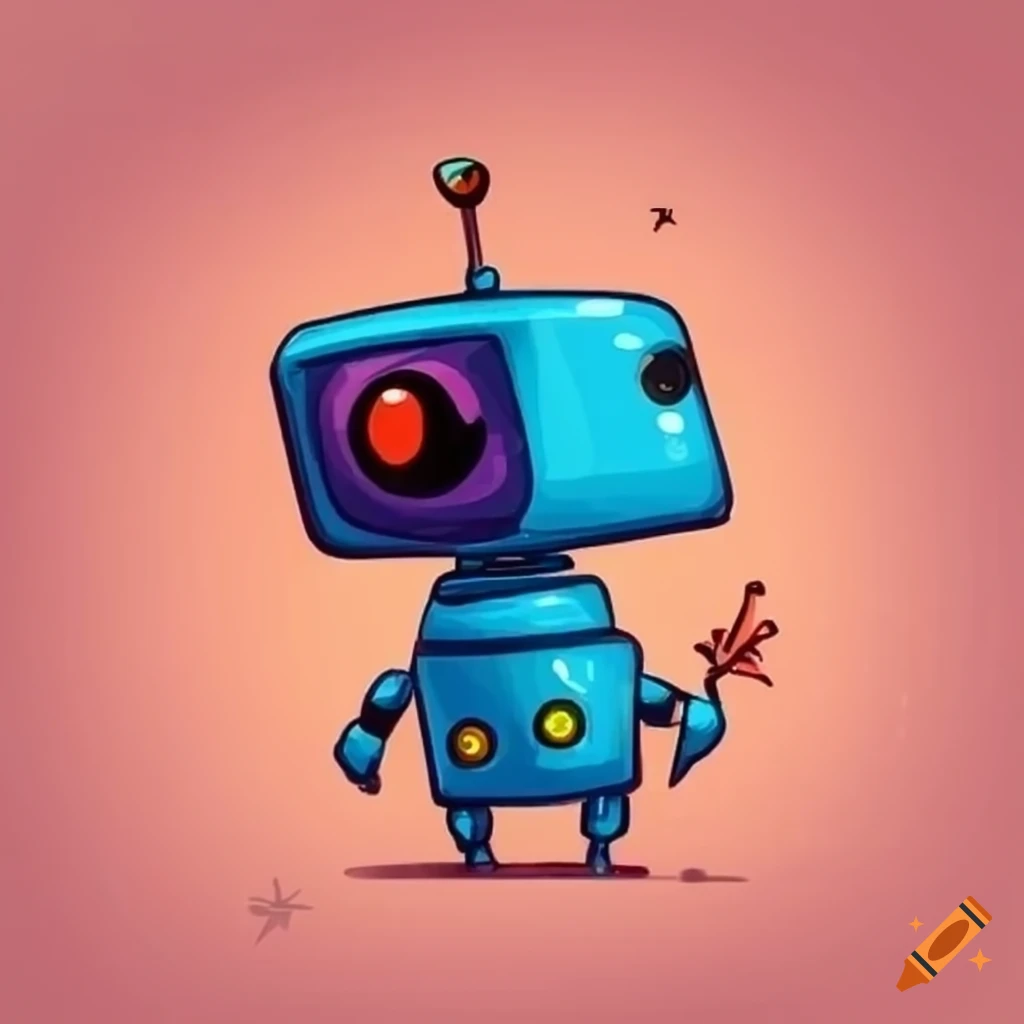 Hand-drawn robot illustration by a talented young artist