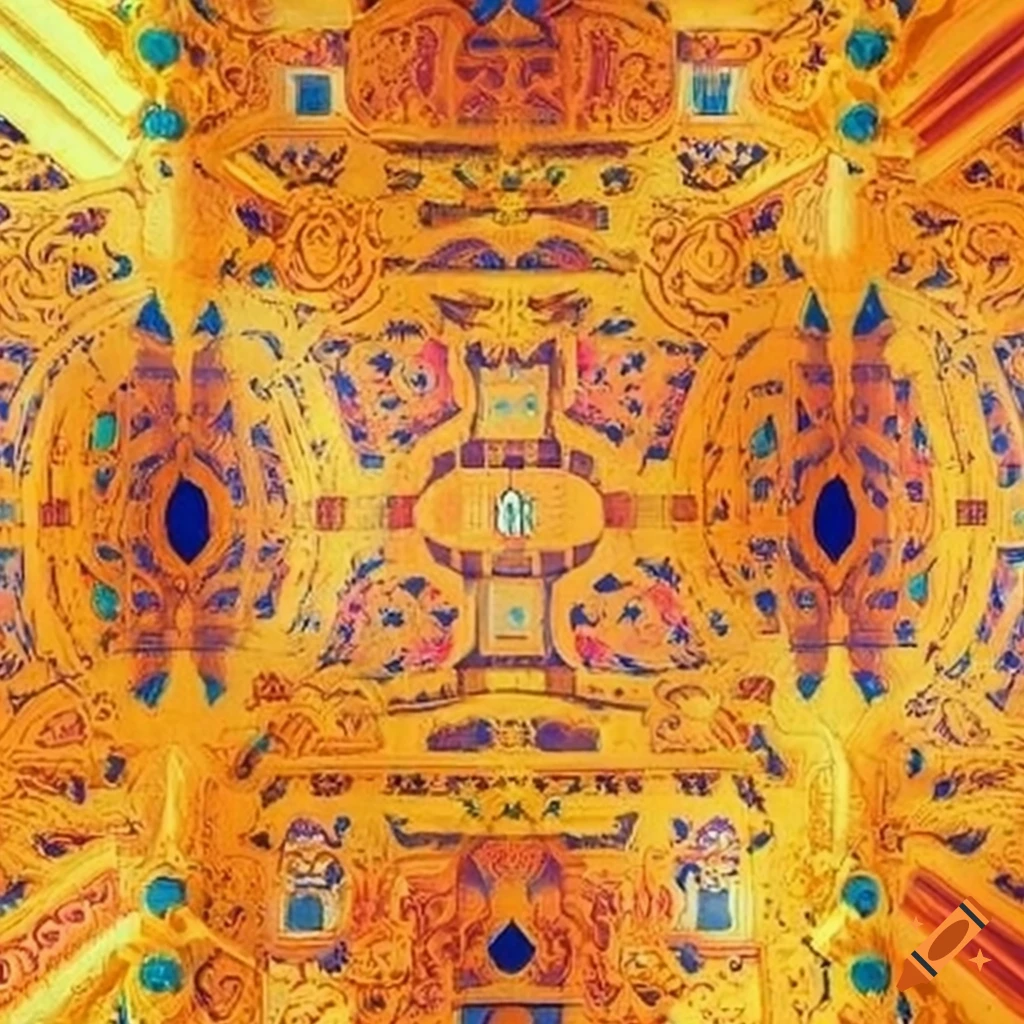 Vibrant orange and yellow church pattern on Craiyon
