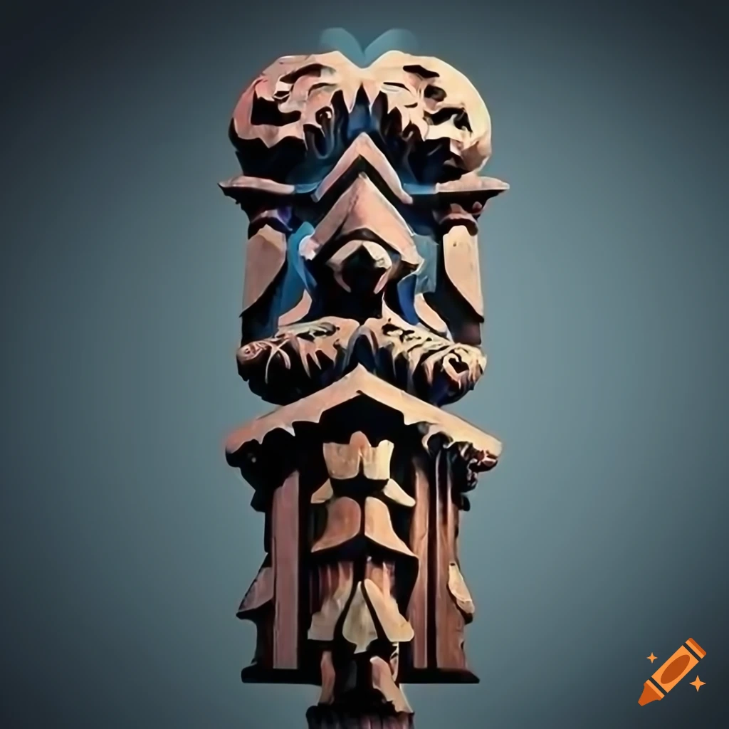 Detailed architectural stave carving artwork on Craiyon