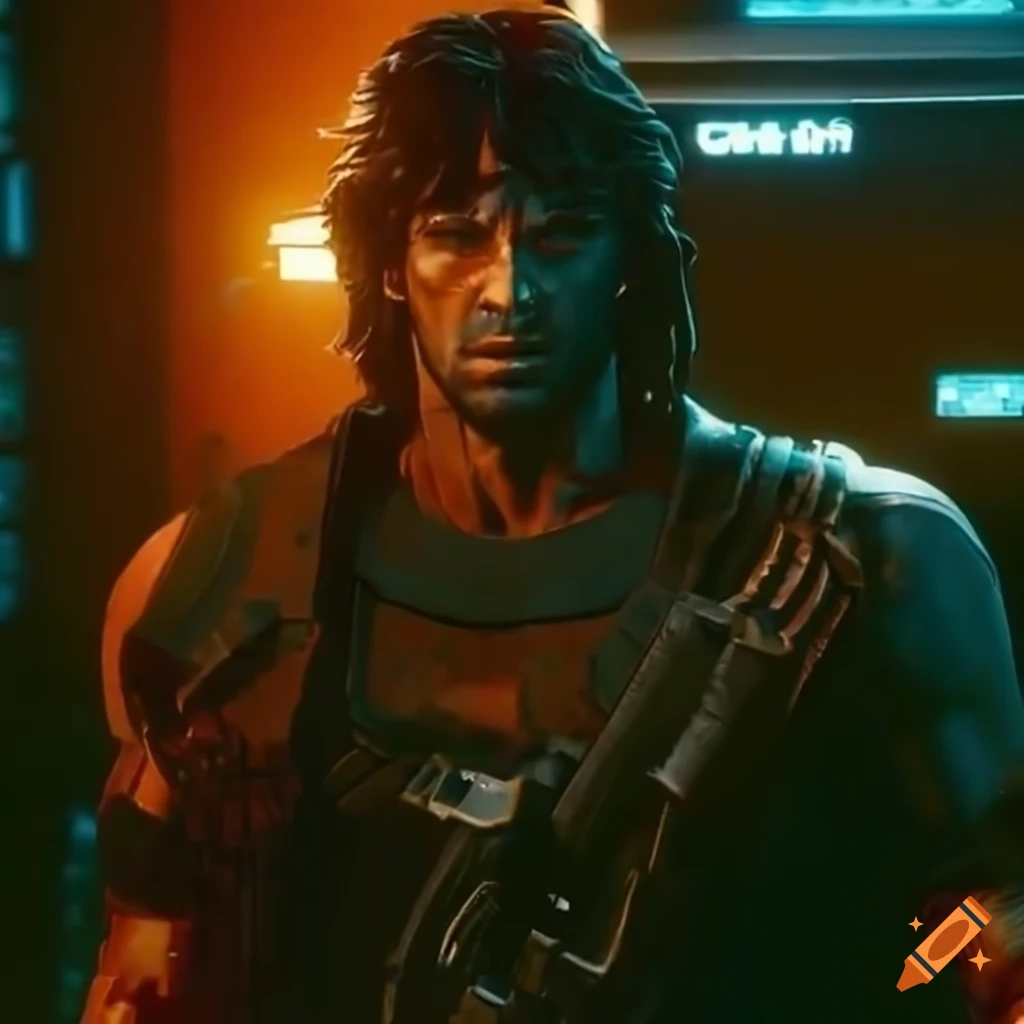 Rambo playing cyberpunk 2077