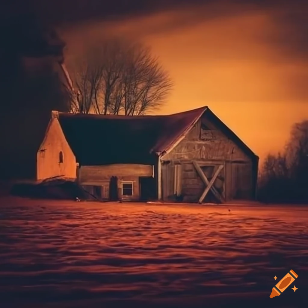 Interior of an empty barn with a livestock trailer inside on Craiyon